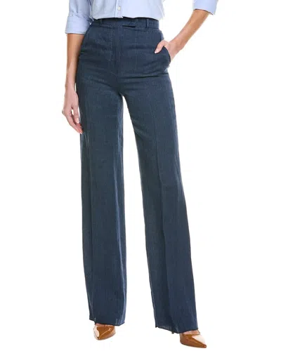 Max Mara Alcano Linen Trouser In Blue | ModeSens
