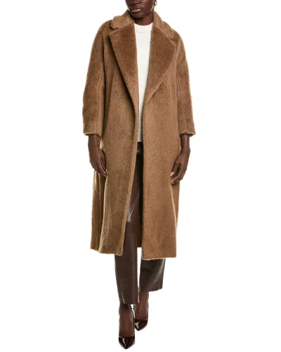 Max Mara Borbone Alpaca And Wool Blend Coat In Brown Modesens