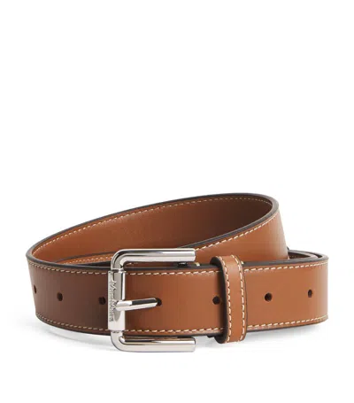 Max Mara Calfskin Belt In Brown | ModeSens