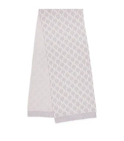 Max Mara Cashmere Monogram Scarf In Grey | ModeSens