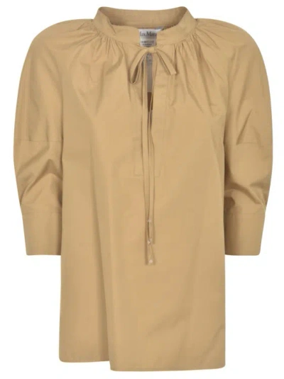 Max Mara Keyhole Neck Shirt In Brown | ModeSens