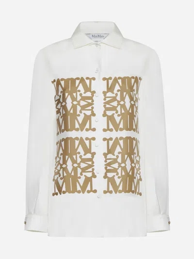 Max Mara Legno Monogram Print Silk Twill Shirt In Vanilla | ModeSens