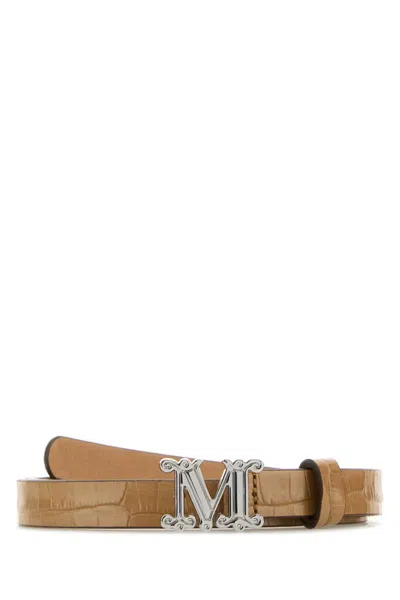 Max Mara Light Brown Logo Buckle Belt | ModeSens