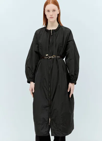 Max Mara Long Parka Taffeta Jacket In Black | ModeSens