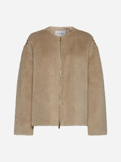 Max Mara Panno Teddy Fabric Jacket In Beige | ModeSens