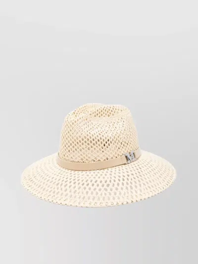 Max Mara Straw Hat With Wide Brim And Woven Design In Beige | ModeSens