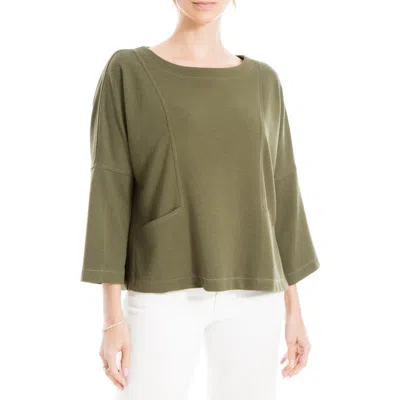 Max Studio Contrast Stitch Top In Olive | ModeSens