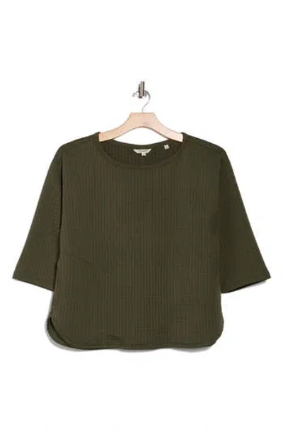 Max Studio Curved Hem Waffle Knit Top In Army | ModeSens
