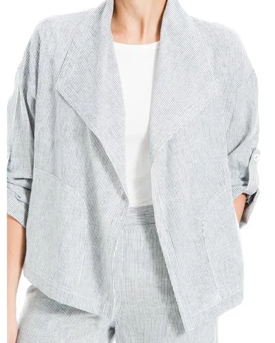 Max Studio Drape Front Linen-blend Jacket In Blue | ModeSens