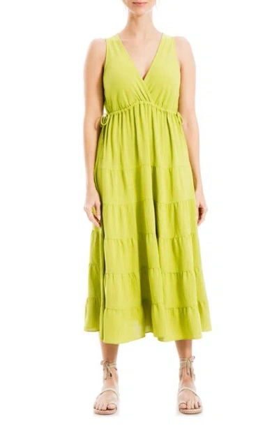 Max Studio London Tiered Gauze Sundress In Citron-citron | ModeSens