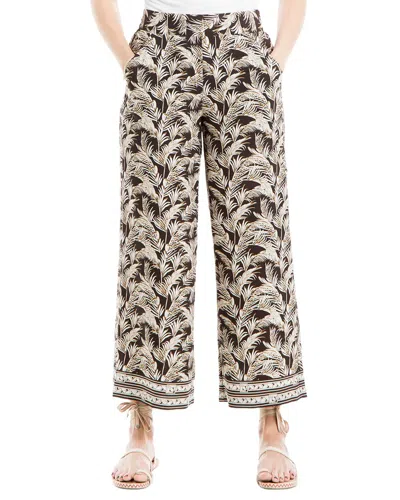 Max Studio Texture Crepe Crop Hem Border Wide Leg Pant In Beige | ModeSens