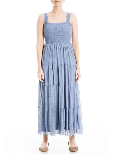 Max Studio Womens Tiered Smocked Midi Dress In Blue | ModeSens