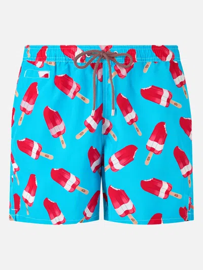 Mc2 Saint Barth Man Mid-length Gustavia Swim-shorts With Fior Di ...