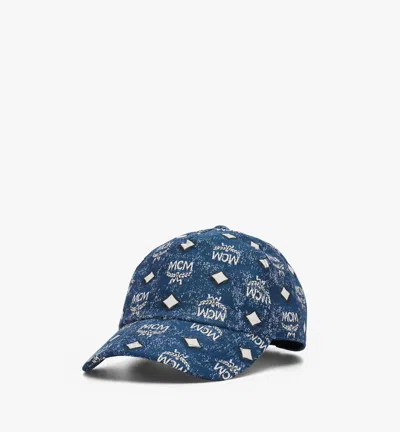 Mcm Classic Cap In Vintage Denim Jacquard In Blue | ModeSens