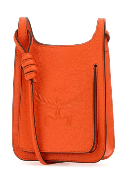 Mcm Dark Orange Leather Mini Himmel Hobo Crossbody Bag In Orangeade ...