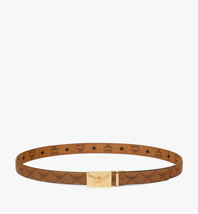 Mcm Himmel Brass Plate Reversible Monogram Belt In Cognac | ModeSens