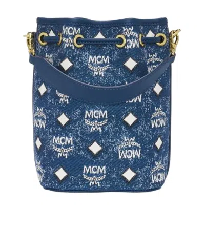 Mcm Logo Shoulder Bag In Blue | ModeSens