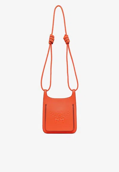 Mcm Mini Himmel Grained Leather Hobo Bag In Orange | ModeSens