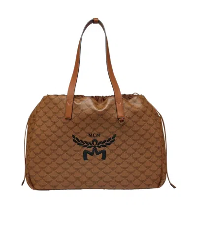 Mcm Monogram Printed Tote Bag In Brown | ModeSens