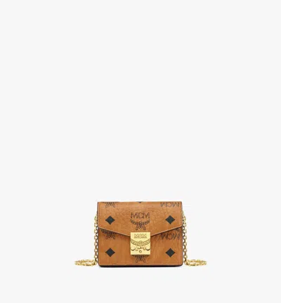 Mcm Tracy Chain Card Wallet In Visetos In Cognac | ModeSens