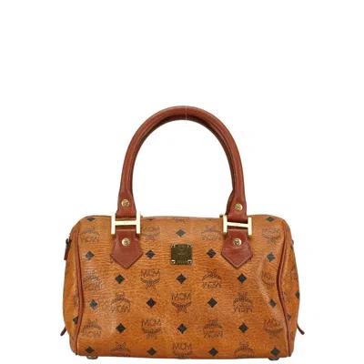 Mcm Visetos Mini Boston Bag Brown Pvc Leather | ModeSens