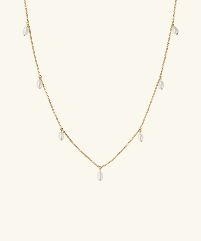 Mejuri Tiny Pearl Station Necklace In Vermeil | ModeSens