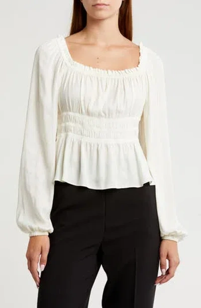 Melrose And Market Long Sleeve Peplum Top In Ivory Dove | ModeSens