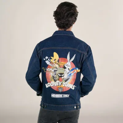 Members Only Men's Looney Tunes Denim Trucker Jacket In Purple | ModeSens