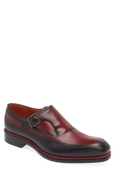 Mezlan Artesano Monk Strap Shoe In Black/ Burgundy | ModeSens
