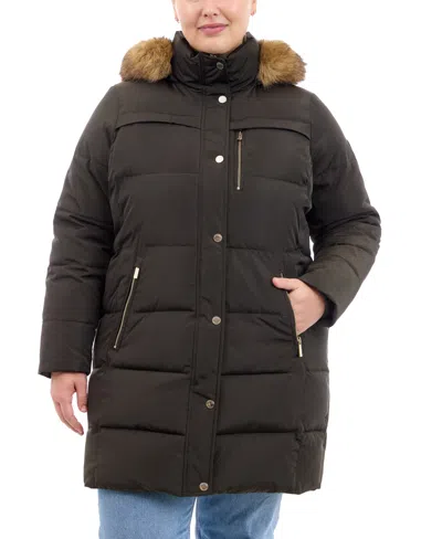 Michael Kors Michael Plus Size Faux-fur-trim Hooded Puffer Coat ...