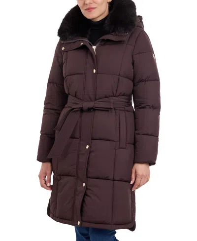 Michael Kors Michael Women's Faux-fur-collar Belted Puffer Coat ...