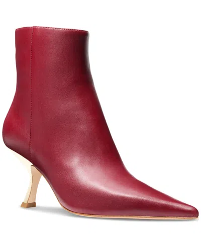 Michael Kors Michael Women's Luna Leather Ankle Booties In Deep Red ...