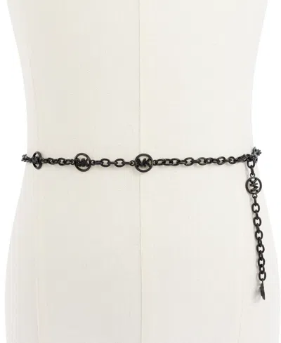 Michael Kors Michael Women's Mini Chain Belt With Pave Logos In Black ...