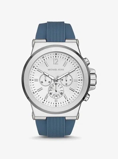 Michael Kors Oversized Dylan Silver-tone And Silicone Watch In Blue ...