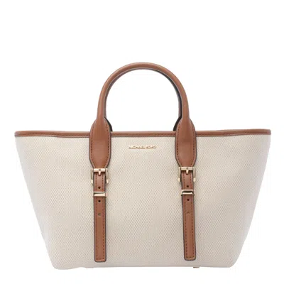 Michael Michael Kors Small Moore Satchel Bag In Beige | ModeSens