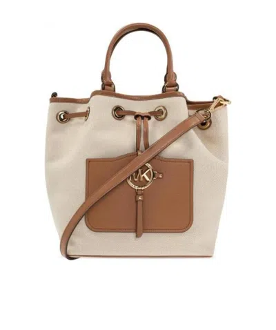 Michael Michael Kors Two-tone Leather-trim Bucket Bag In Nude | ModeSens