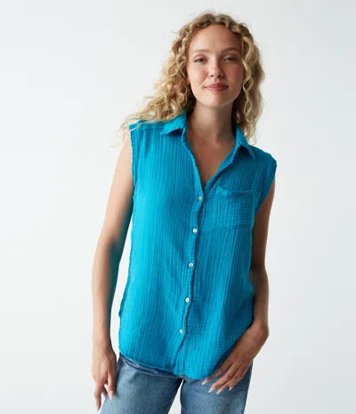 Michael Stars Monique Gauze Button Down Tank In Corsica | ModeSens