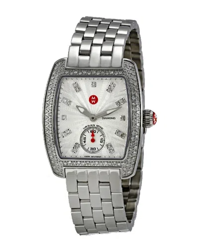 Michele Women's Mini Urban Silver Diamond Watch In Metallic | ModeSens