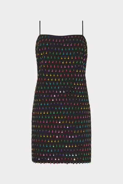 Milly Colette Beaded Sequin Mini Dress In Black/rainbow | ModeSens