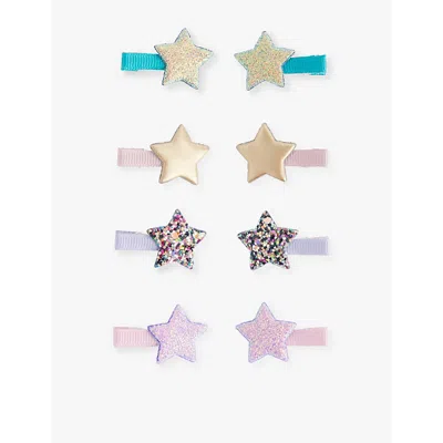 Mimi & Lula Kids' Ti Party Stellar Pack Of Eight Fabric Hair Clips In ...