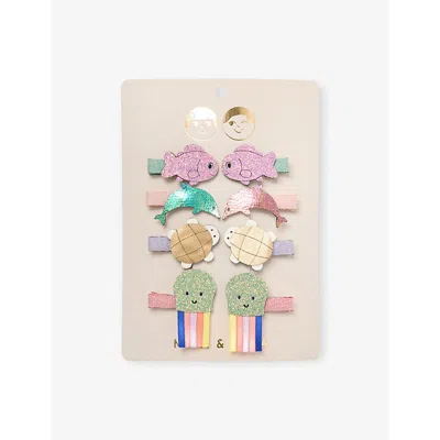 Mimi & Lula Kids' Sealife Mini Pack Of Eight Fabric Hair Clips In Multi ...
