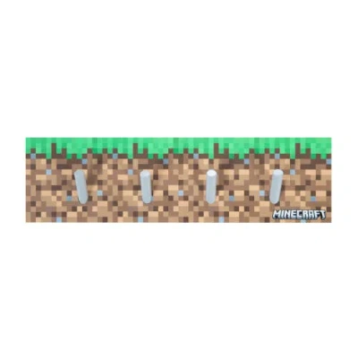 Minecraft Wooden Coat Rack Wallmounted With 4 Peg Hooks, Pixel Design ...