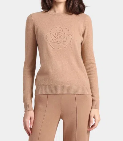 Minnie Rose Cashmere Embossed Rose Sweater In Camel In Brown | ModeSens