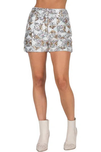Miss Me Shimmer On Shorts In Silver Grey | ModeSens