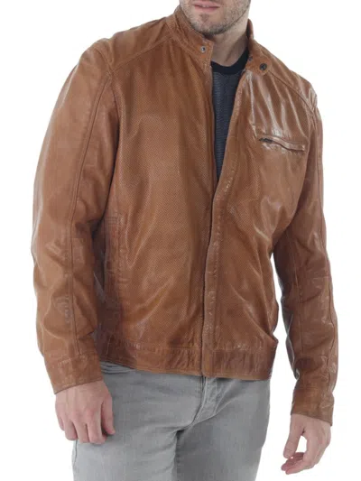 Missani Le Collezioni Men's Classic Fit Perforated Leather Jacket In ...