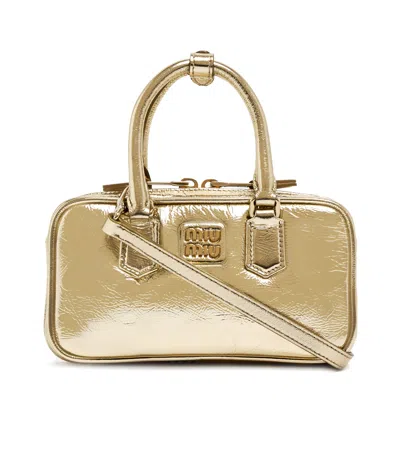 Miu Miu Mini Arcadie Shoulder Bag In Golden | ModeSens