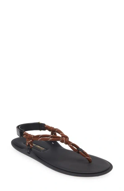 Miu Miu Sporty Rope Thong Slingback Sandals In Brown | ModeSens