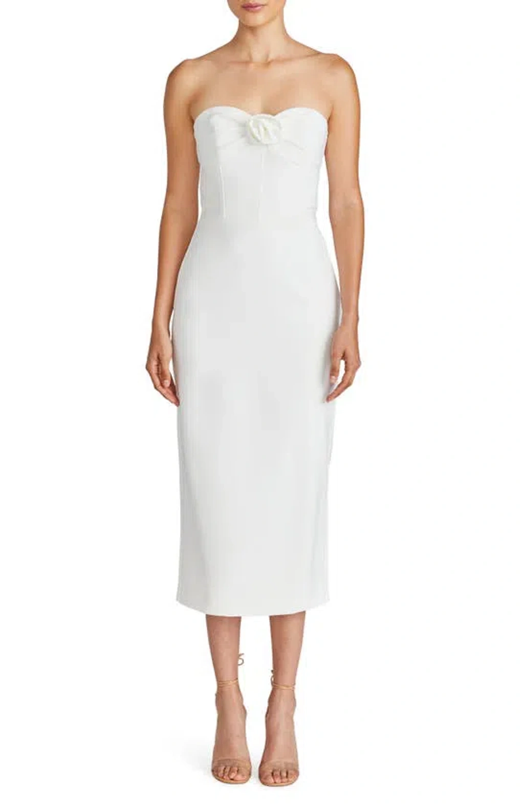 ml Monique Lhuillier Leonor Crepe Midi Dress In Ivory | ModeSens