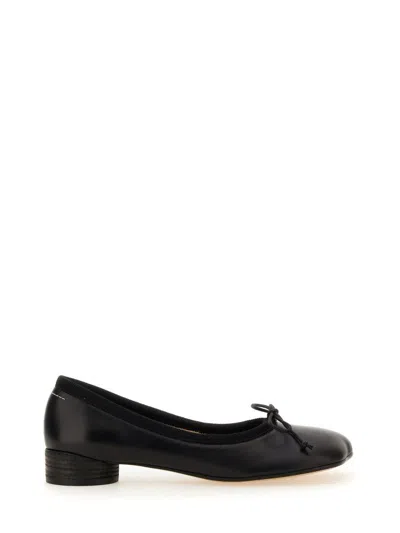 Mm6 Maison Margiela Black Leather Tabi Flats | ModeSens