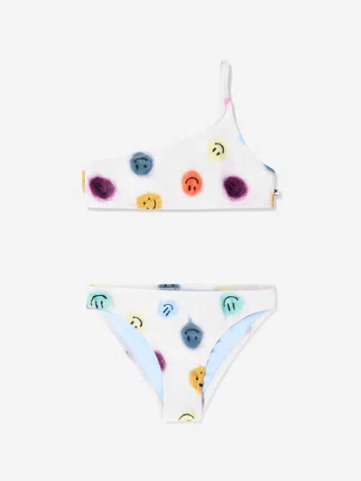 Molo Kids' Girls Smiley Face Naja Asymmetrical Bikini In Multicoloured ...